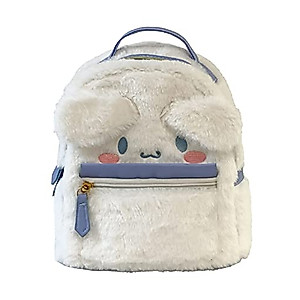 HDHTB Cute Girl Small Plush Bag Backpacks Kawaii Cartoon Japanese Anime Furry Bag Leisure Daily Backpack Schoolbag Bookbag (White)