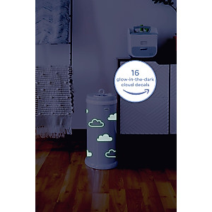 Ubbi Glow-in-The-Dark Cloud Peel and Stick Decal Stickers, Decorative Sticker for Diaper Pail or Baby Nursery