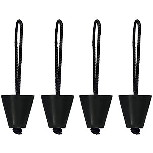 Amarine Made Pack of 12 Universal Kayak Scupper Plug Kit,Silicone Scupper Plugs Drain Holes Stopper Bung with Lanyard Fit for Kayaks Canoes (Black)