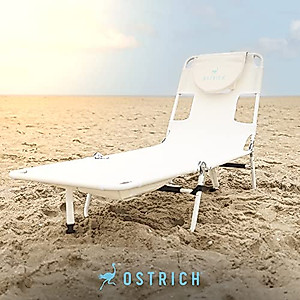 Ostrich Outdoor Folding Adjustable Recliner Chaise Lounge Chair for Beaches, Lakes, and Backyard Pools with Backpack Carrying Straps & Storage Bag