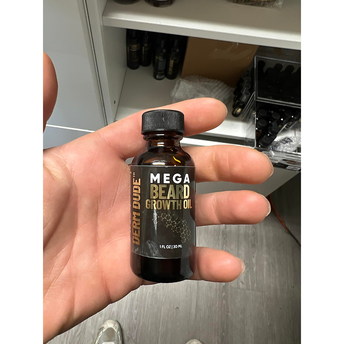 Derm Dude Mega Beard Growth Oil with Jojoba Oil, Japanese Peppermint Oil, Castor Oil, Avocado oil and more. Promotes Natural Healthy Facial Hair Growth for Men, Thickening and Conditioning Beard Oil