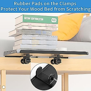 GAGUIUP Aluminum Alloy Bedside Shelf for Bed, Heavy Duty Bunk Bed Shelf Holds up to 40 Lbs, Clip On Nightstand Tray College Dorm Room Essential Bed Side Table with Charging Slot for Bed Frame, Loft