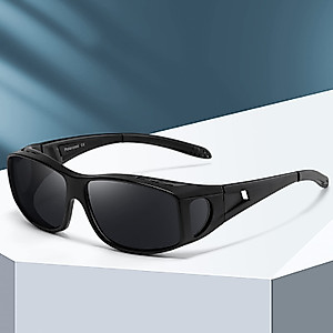 HYBBEI Sunglasses Fit Over Glasses, Polarized 100% UV Protection Wrap-around Sunglasses for Men & Women Driving