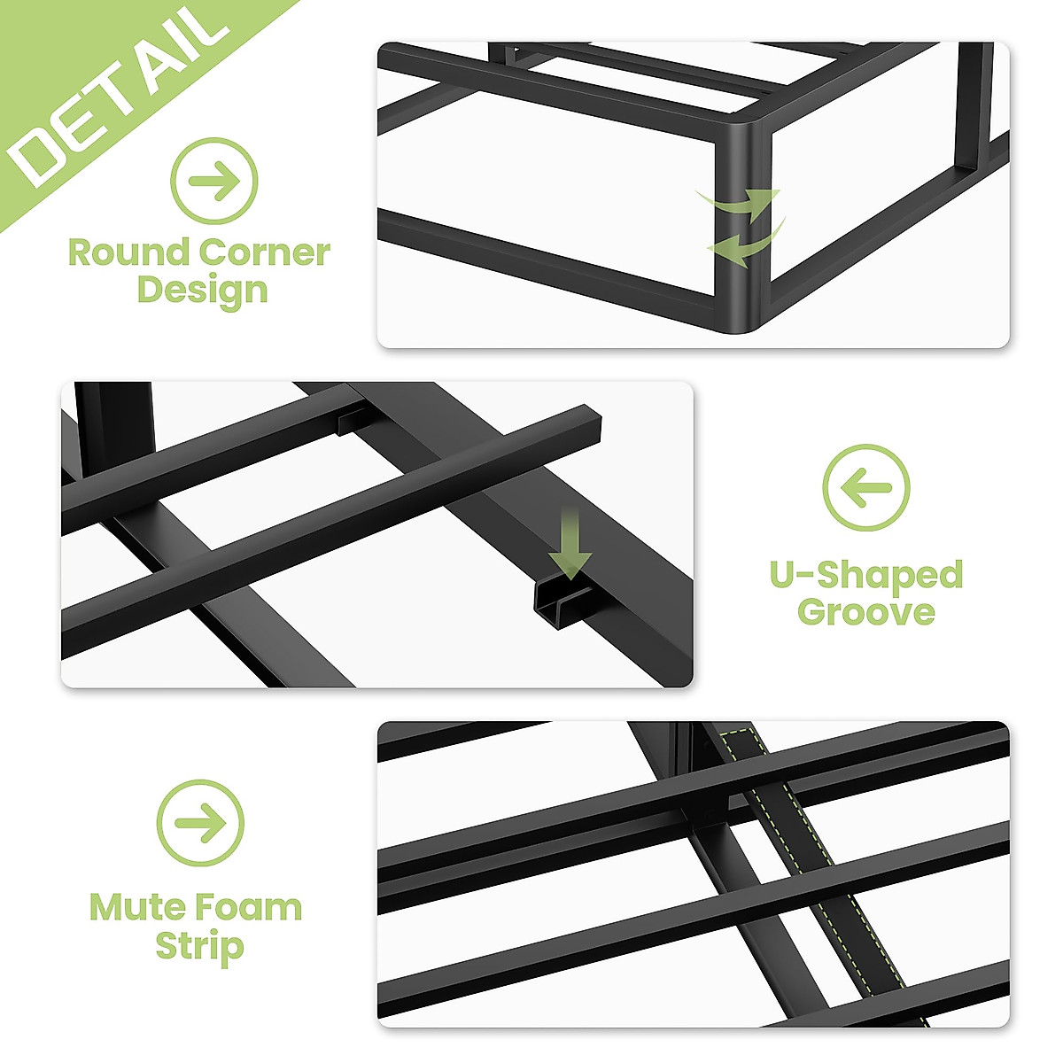 Twin Box Spring, 10 inch Box Spring for Twin Bed, Heavy Duty Metal Bed Frame with Fabric Cover, 3000lbs Max Weight Capacity Bed Base Mattress Foundation, Easy Assembly, Noise Free, Black