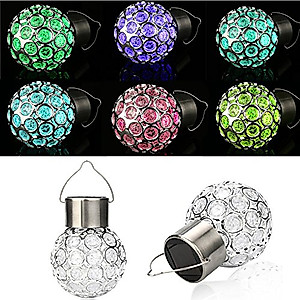 Solar Lantern, Waterproof Outdoor Hanging Solar Lights, Built-in Battery Charging, with Hook for Garden Balcony Patio Christmas Party Decoration, Multicolor