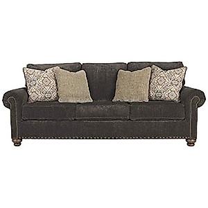 Signature Design by Ashley Stracelen New Traditional Sofa with Nailhead Trim, Dark Brown