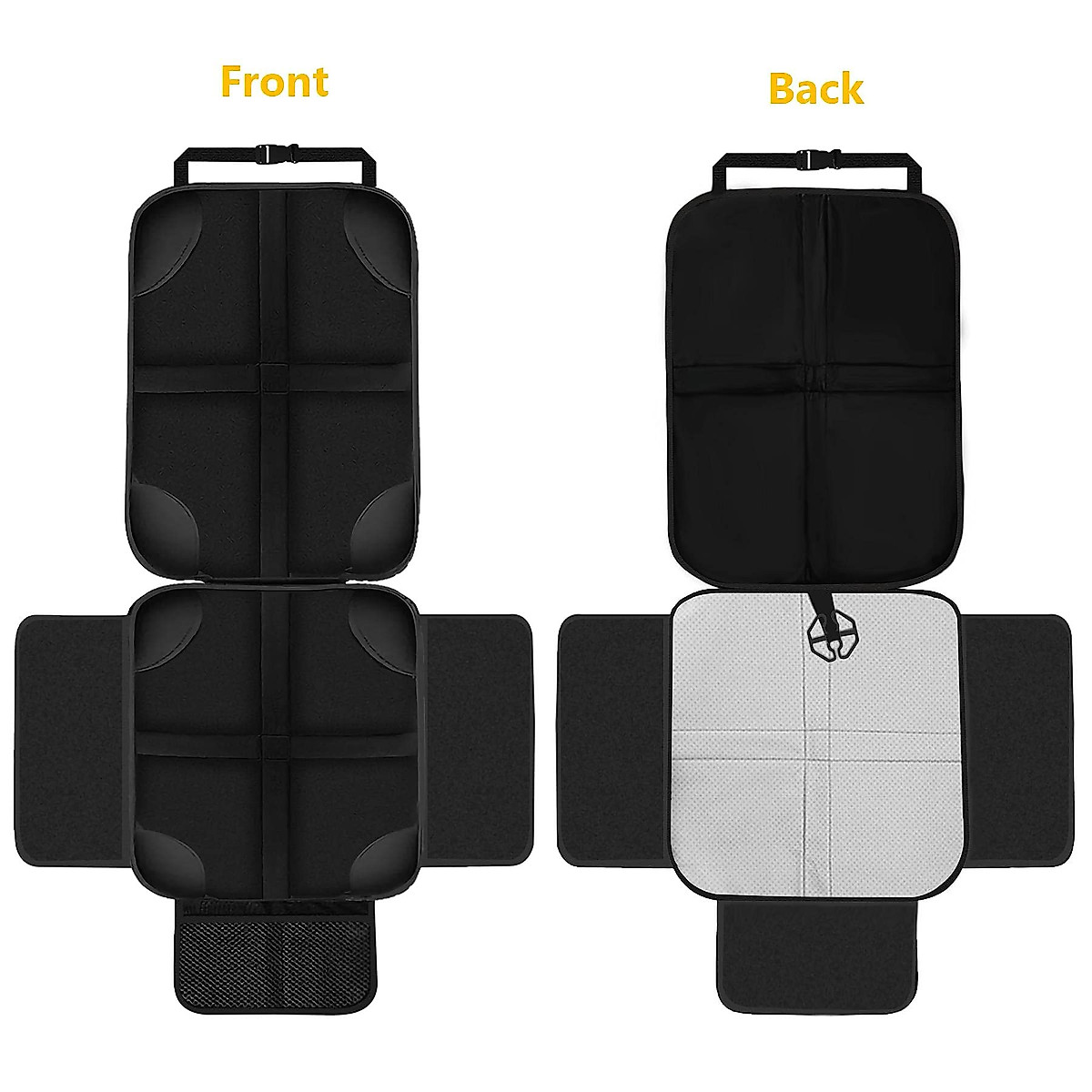 RAIFUJOIE Car Seat Protector for Kids 2 Pack with Non-Slip Function and Seat Side Wings Made of Anti-Stain and Water Proof Durable Oxford and PVC Material Suitable for Most Vehicles