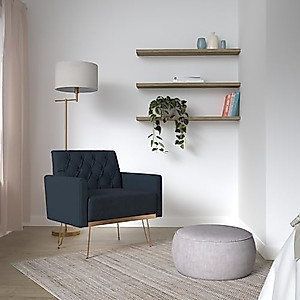 Olela Accent Chair Set of 2,Velvet Armchair Single Sofa Modern Tufted Upholstered Side Reading Chairs with Arm and Gold Metal Leg for Living Room Bedroom Club Nursery Office Decorate(2, Black)