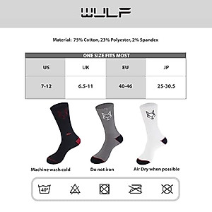Wulf Wear Men’s Crew Sock in Cotton Cushion, Recreation Moisture Heavy & Active Wear Socks with Seamless Toe in Black, White & Charcoal Color with Pack of 3