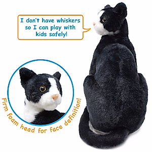 VIAHART Tate The Tuxedo Cat - 14 Inch Stuffed Animal Plush Black and White Kitten - by Tiger Tale Toys