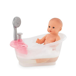 Corolle Baby Doll Bathtub with Shower - Bath Play Set for 12" & 14" Dolls, Pink