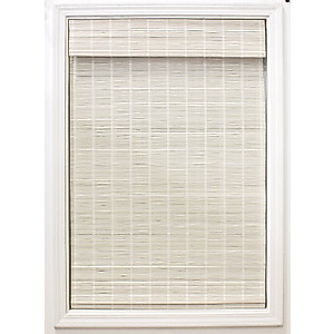 Radiance Cordless Bamboo Roman Shades for Windows - Matchstick Bamboo Blinds for Semi-Private Light Control - Easy to Lift & Fold Up Window Shades - White - 30" W x 64" L - (2215328E)