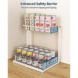 Zyerch Under Sink Organizer,Metal Pull Out Kitchen Cabinet Organizer with Sliding Drawer,Sturdy Multi-Functional for Bathroom Organization,White