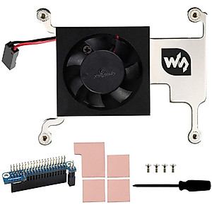 Cooling Fan for Raspberry Pi 4B/3B+/3B Low-Profile CPU with Aluminum Alloy Bracket and GPIO Fan Adapter @XYGStudy (PI-FAN-3007-B)
