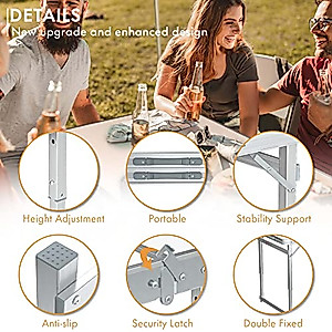 FrenzyBird Folding Picnic Table with 4 Stools, Aluminum Table Oxford Mat Chair Set for up to 4 Persons, Portable Lightweight and Heights Adjustable for Outdoor Camping Dining BBQ Party