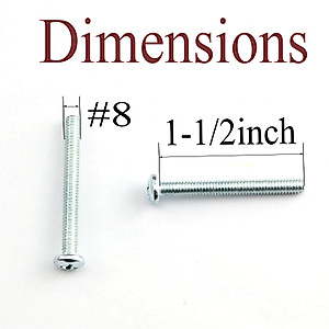 24pcs 8-32 x 1-1/2" Machine Screws Metal Mounting Hardware Fitting Fastening Accessories Cross Slotted Round Phillips Head Screw Bolt