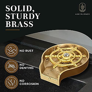 Solid Brass Glass Rinser for Kitchen Sink – Efficient, High-Pressure Cup Washer for Sink attachment – No Rust – 5 In. Wide Glass Cup Cleaner for Sink with all Glass Washer Install Parts by Ash Harbor