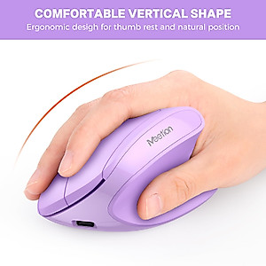 MEETION Ergonomic Wireless Keyboard and Mouse, Ergo Keyboard with Vertical Mouse, Split Keyboard Cushioned Wrist Palm Rest Natural Typing Rechargeable Full Size, Windows/Mac/Computer/Laptop,Purple