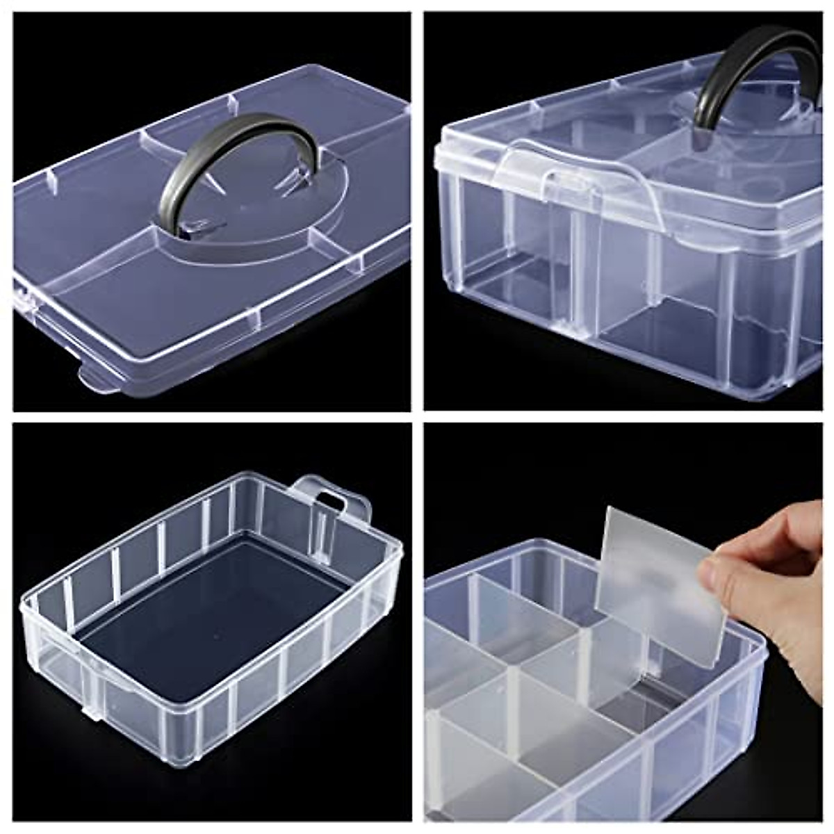 Notgia 3 Tier Stackable Storage Container Box with 30 Compartments Plastic Organizer Box Sewing Box with Dividers for Arts and Crafts Toy Fuse Beads Jewelry Washi Tapes Supplies (9.65" x 6.5" x 7.13")