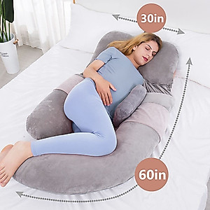 MAGIC ELEPHANT 60 Inch Pregnancy Pillows for Sleeping, Detachable U Shaped Body Pillow for Belly and Back Support, Maternity Pillow for Pregnant Women with Velvet Cover (Dark Grey)