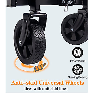 330lbs Collapsible Folding Wagon Cart Heavy Duty Outdoor Utility Wagon Beach Wagon Grocery Wagon Camping Portable Garden Wagon Cart with All-Terrain Wheels(Green)