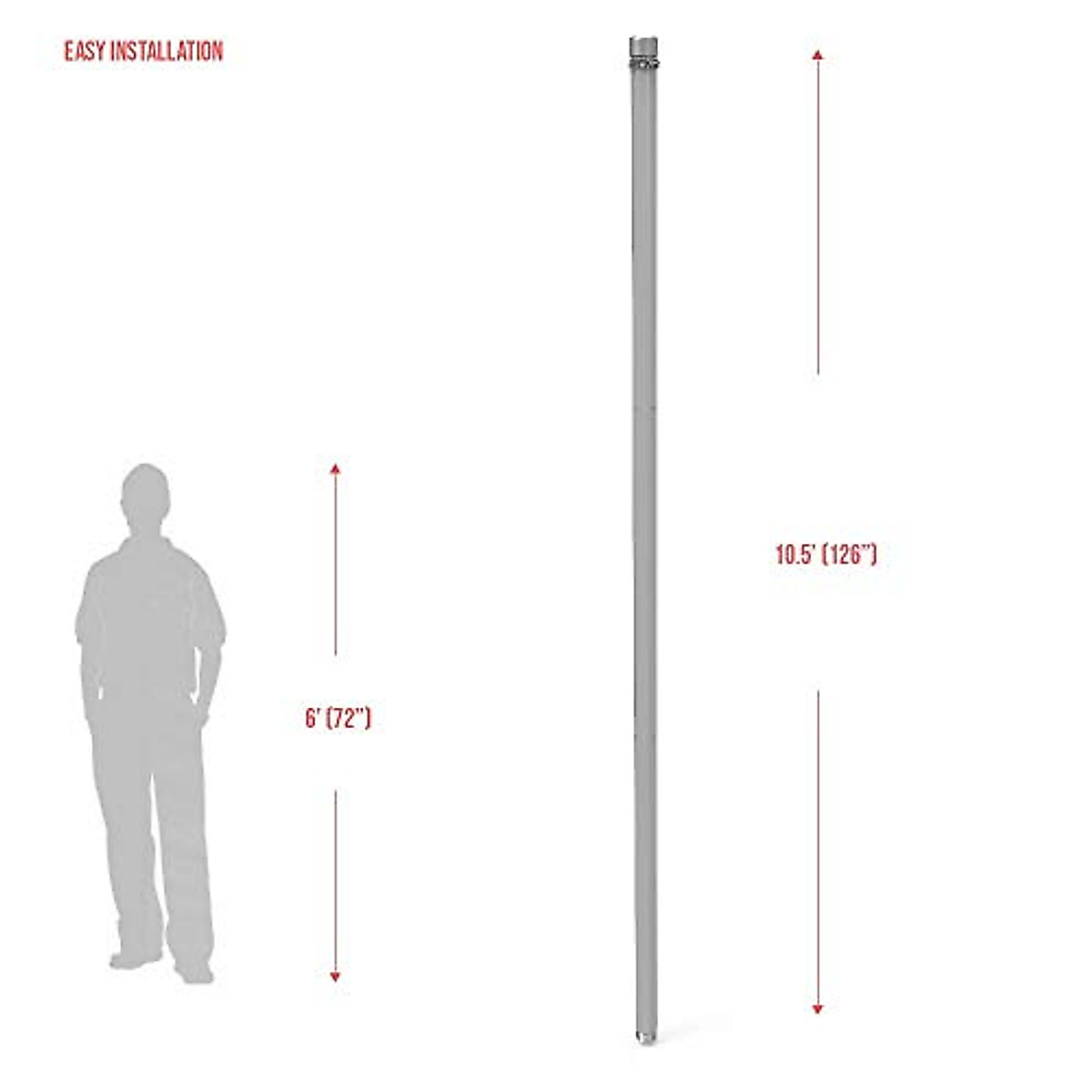 E&K Sunrise Sun Shade Sail Canopy Pole Kit for Garden Patio Backyard Sign Light Pole 126’’ Metal Post Powder Coated Sturdy Durable with Clamp