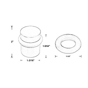 QCAA Cylindrical Floor Mount Door Stop, Height, 2", Solid Brass, Polish Brass, 2 Pack, Made in Taiwan