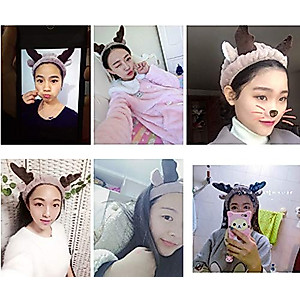 Elk Women's Spa Facial Makeup Headband - Bear Face Mask for Birthdays, Valentines, Christmas - Fleece Headwear for Women & Girls - Coffee