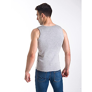 Locachy Men's Cotton Winter Warm Thermal Underwear Sleeveless Vest Fleece Lined Base Layer Tank Top Light Grey L