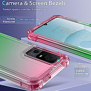 Zeking Case for TCL 40 XL/40T T608DL Case with Privacy Screen Protector, 2 Layer Structure Protection, Shockproof Corner Armor Bumper Phone Cover for TCL 40XL/40T T608DL 6.75" 2023(Pink-Green)