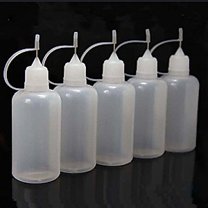 FWD Empty Plastic PE Neddle Drop Bottle Steel Cap Tip (100ml, 3pack)