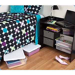 Sterilite 28 Quart Multipurpose Clear Plastic Stacking Storage Container Toe with Secure Lid for Under Bed or Closet Organization, 100 Pack