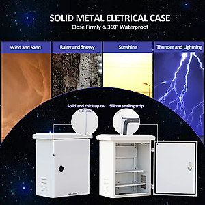 Electrical Enclosure Box Metal Galvanized Plate Enclosure IP Weatherproof Electrical Enclosure NEMA Electronic Equipment Enclosure Box with Internal Mounting Shelves (20x16x8”)