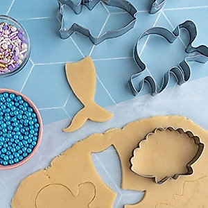 Cookie Cutter Kingdom, Mermaid Sea Themed Cookie Cutter Set, 8 Piece Set, Cookie Cutters Shape, Biscuit Fondant Cutters for Party Decorations (Mermaid - 8 Pack)