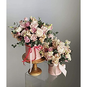 UNIKPACKAGING Premium Quality Round Flower Box, Gift Boxes for Luxury Flower and Gift Arrangements, Set of 3 pcs (Pink)