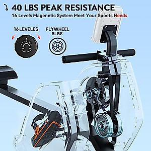 pooboo Rowing Machine, Upgraded Multifunctional Rower with 16 Level Resistance, Max 350lb Weight Capacity,Foldable Rowing Machines for Home Use