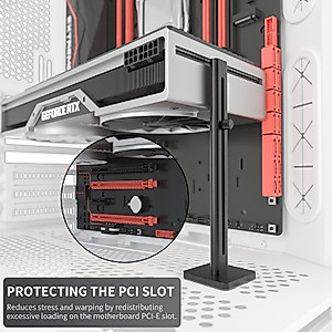 upHere Graphics Card GPU Brace Support Video Card Sag Holder/Holster Bracket, Anodized Aerospace Aluminum Black,Adjustable Height Support,GH02BK