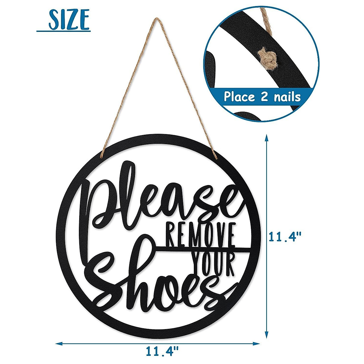 Please Remove Your Shoes Sign Metal Sign Rustic Funny Take your Shoes Off Porch Hanging Sign Round Hanger Wall Decorations for Living Room, Entryway, Door Hanger Farmhouse Porch Decor