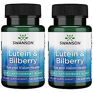 Swanson Standardized Lutein & Bilberry - Natural Supplement Promoting Eye Sight & Eye Health - Formula to Help Reduce Eye Fatigue & Strain - (120 Softgels) 2 Pack