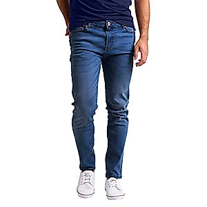 westAce Mens Flex Denim Jeans Slim Fit Stretch Casual Flat Front Classic 5-Pockets Straight Leg Essential Denim Jeans Pants 28W-40W (Dark Blue, 34 Waist x 34 Length) 34W x 34L