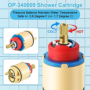 OP-340009 Pressure Balance Ceramic Cartridge, Shower Cartridge Replacement, for Tub/Shower Valves.