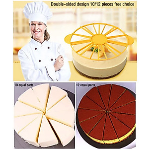 Round Cake Slice & Pie Slicer Marker, Cake Divider, Cheesecake Cutter, 10 or 12 Slices Double Sided Cake Portion Marker, Works for Cakes 10 Inches Diameter