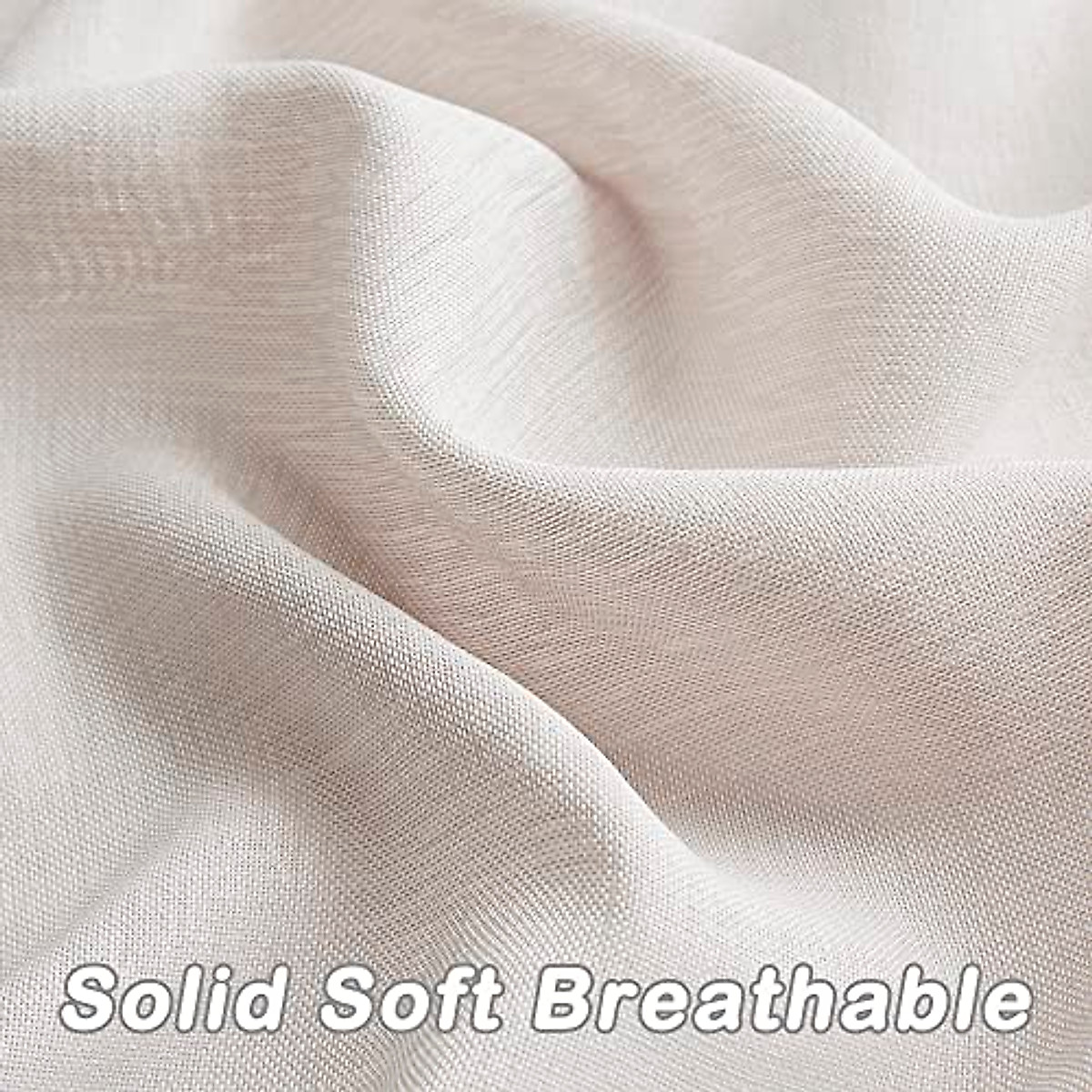 Enactex Linen Textured 84 Inch Pinch Pleat Light Filtering Curtains for Living Room, Semi Sheer Farmhouse Privacy Back Tab Window Treatments for Bedroom 2 Panels, Natural