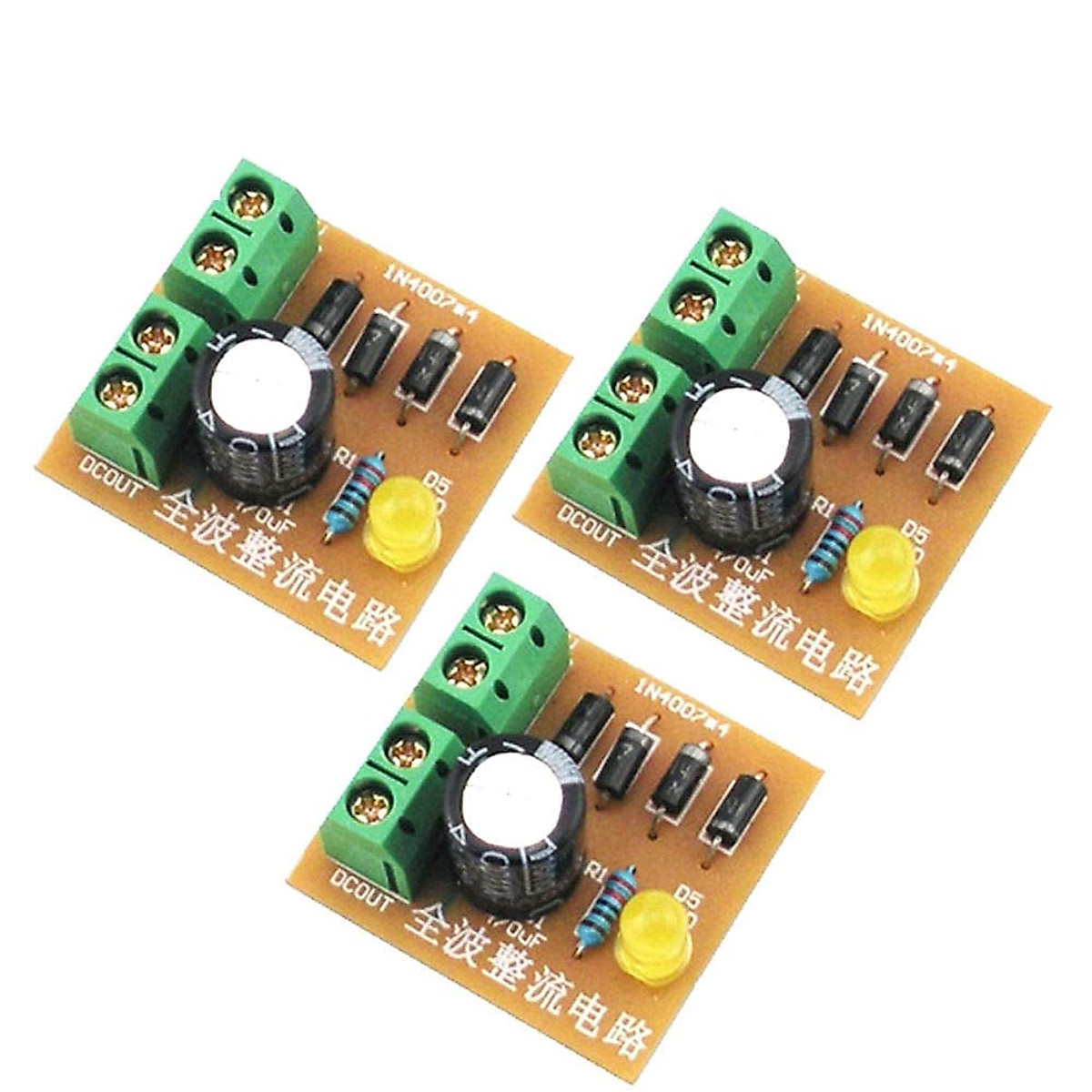 3pcs DIY Kits IN4007 Full Wave Bridge Rectifier Circuit Board Suite AC to DC Power Supply Converter Electronic Teaching