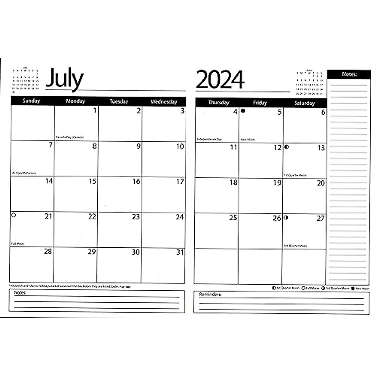 2024 Student Planner Calendar - Monthly Page Format - School College Agenda, Appointment Book, Organizer, Planning Guide (v15)