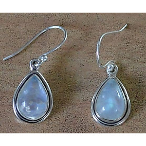 Natural Rainbow Pear Moonstone Dainty Dangle Earring 925 Sterling Silver Wedding gift Jewelry