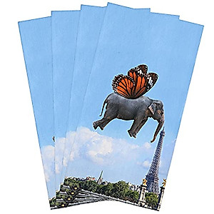 Big buy store Kitchen Towels Set of 4 Butterfly Elephant Dish Towels and Dishcloths Sets Decorative Tea Towel Funny Animal Absorbent Hand Towels for Kitchen Drying Bathroom Decor Gift 18x28 Inch