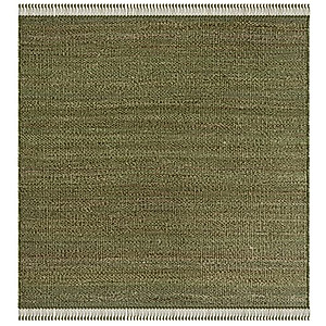 SAFAVIEH Natural Fiber Collection 4' Square Green NF368G Handmade Boho Fringe Woven Premium Jute Living Room Dining Bedroom Area Rug