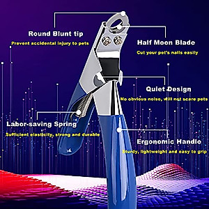ATO-DJCX Dog Cat Nail Clippers, Professional Pet Claw Trimmer, Free Nail File, Stainless Steel Razor Sharp Blade Dog Toes Cutter Grooming Tools for Small Medium Large Animal Pets Blue
