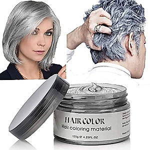 YHMWAX Fashion Silver Gray Hair Wax Pomade - Colorful Disposable Natural Hair Styling Gel for Party, Cosplay, Masquerade